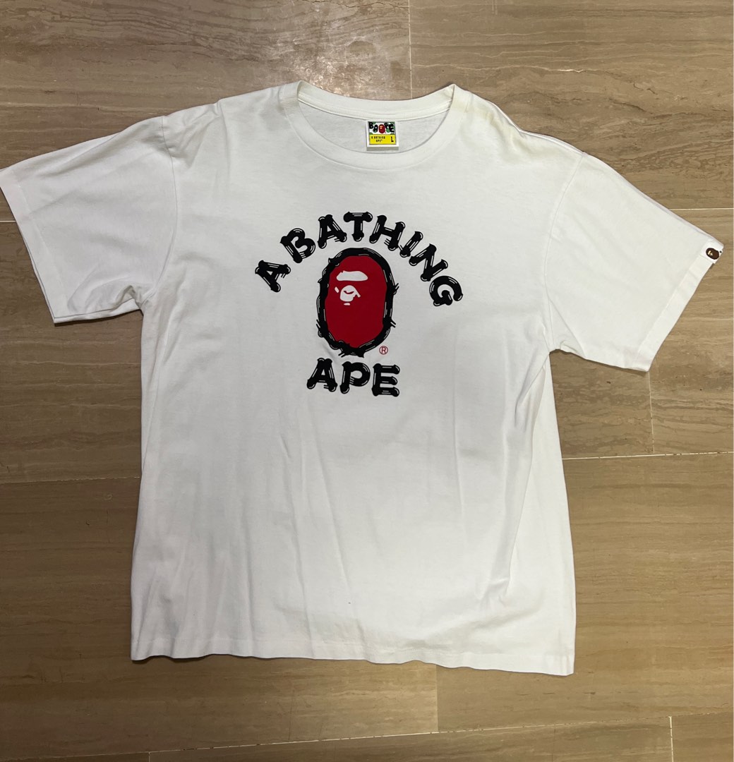 Bape Red Logo with drawing outline, Announcements on Carousell