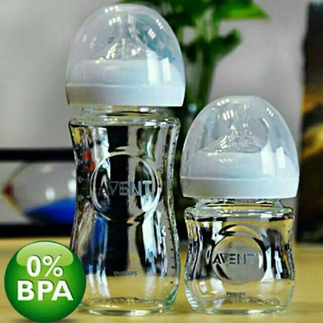 Botol Susu philips avent glass kaca 240 ml new no box silicon handle ...