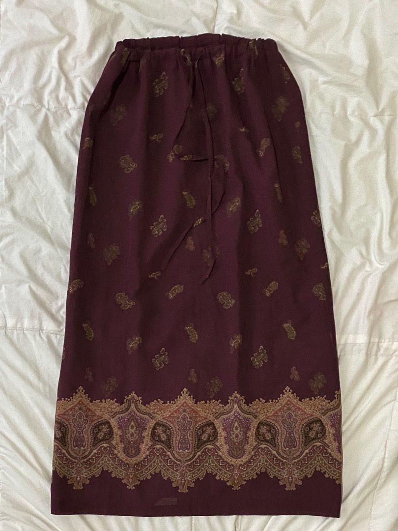 Burgundy Batik Flare Skirt - Rok A Line Dark Maroon // Y2K, Vintage ...