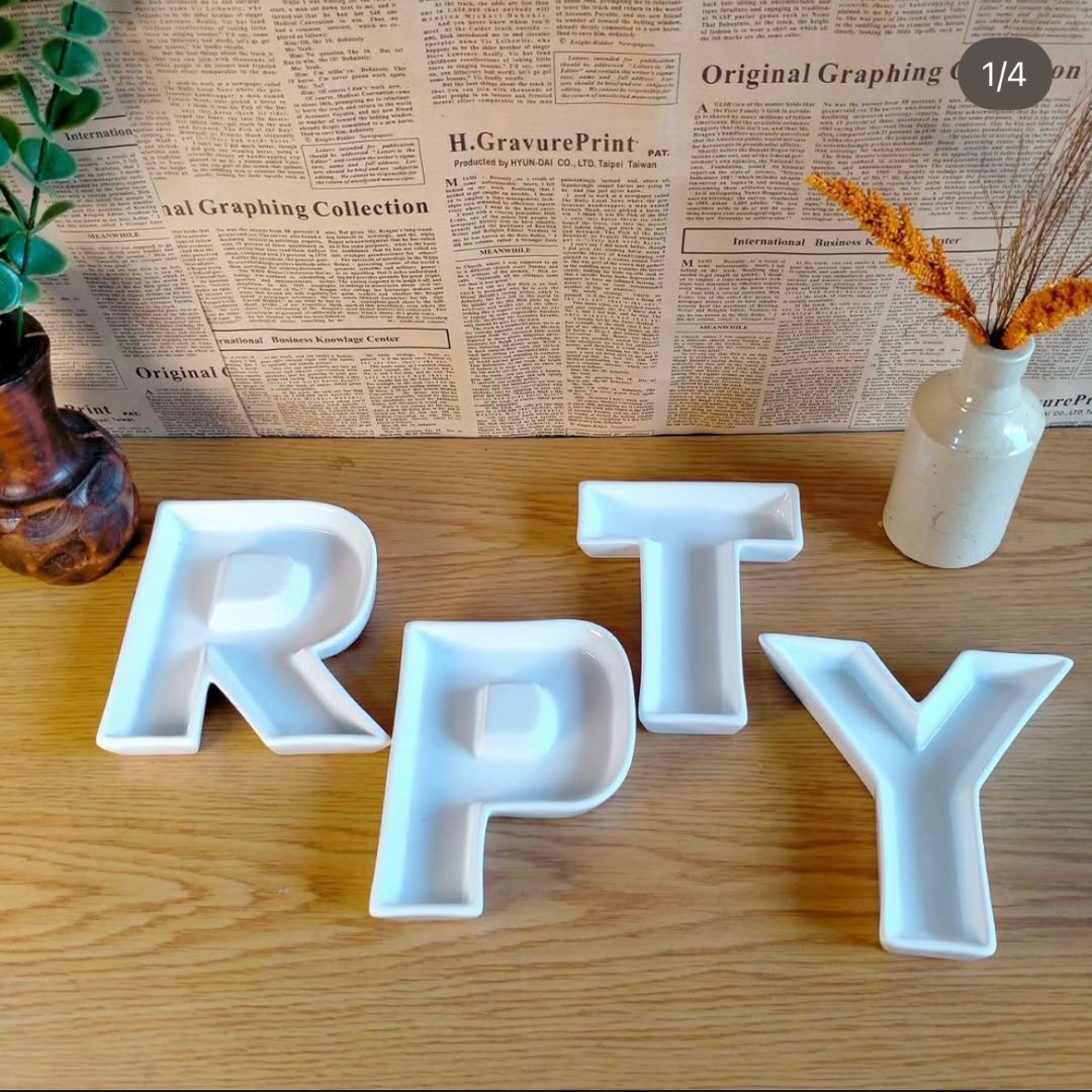 Ceramic Letter Dish for Candy Dish Letter P and Y, Furniture & Home ...