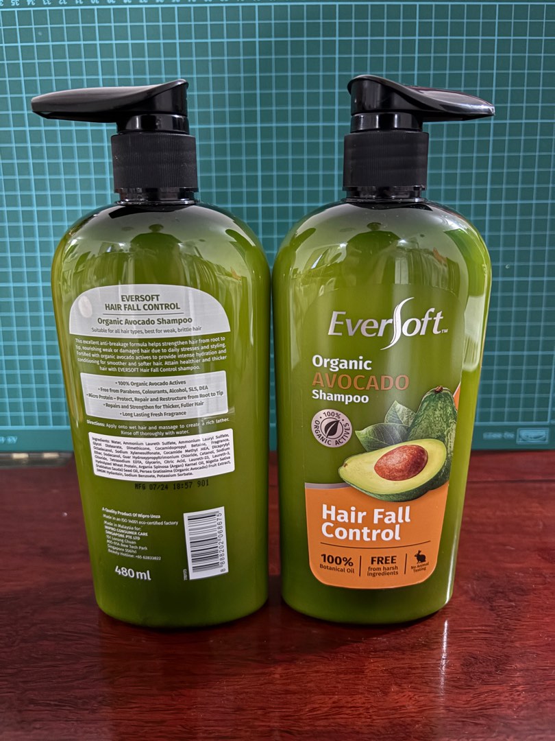 Eversoft Organic Avocado Hairfall Control Shampoo (480ml), Beauty ...