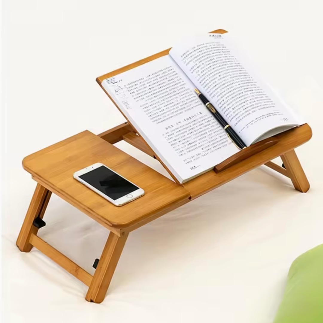 Foldable Bamboo Lap Desk | Portable Reading Bed Table | Adjustable ...