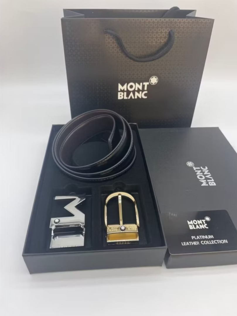 Montblanc Platinum Leather Collection Reversible Belt Set, Men's Fashion, Watches & Accessories ...