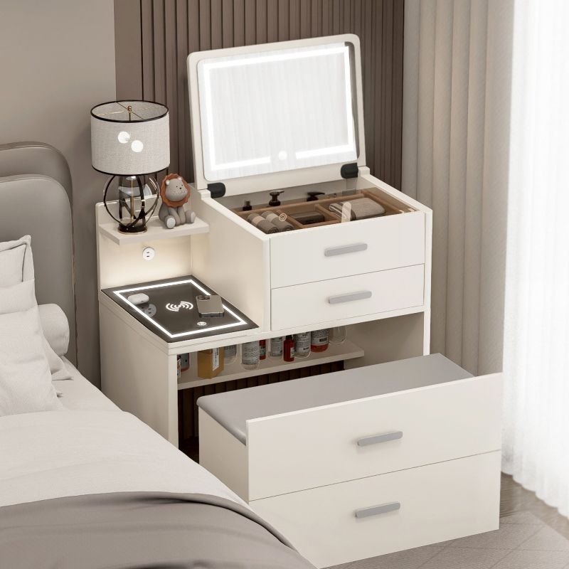 Multifunctional dressing table, bedside cabinet, wireless charging, LED ...