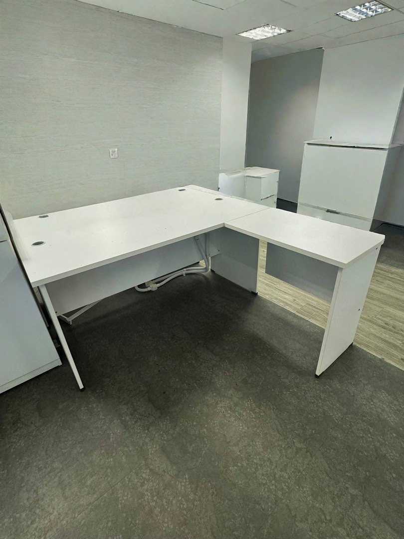 Office L-Table (1.5m x 1.5m), Furniture & Home Living, Furniture ...