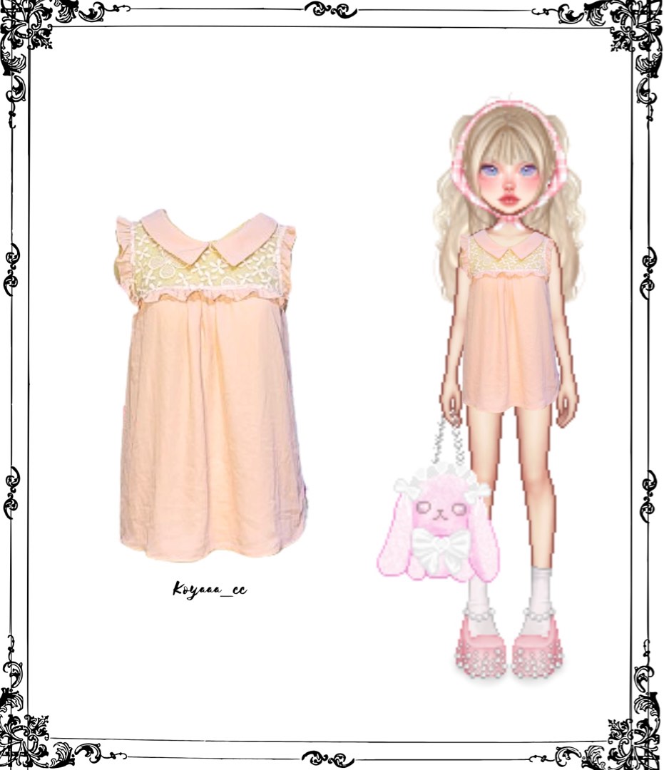 PEACH COLLAR TOP MIX BRUKAT | kawaii | vintage | cute | baby pink ...