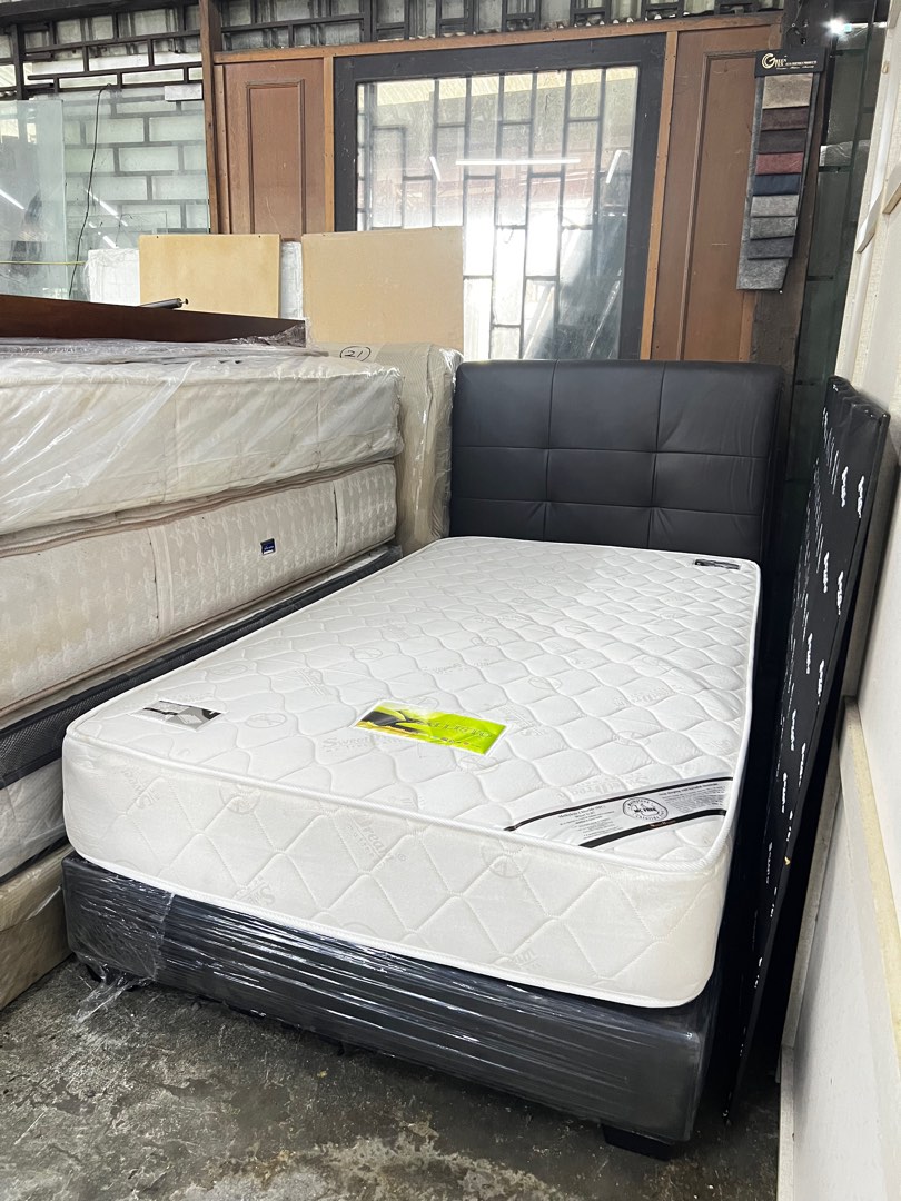 SET SUPER SINGLE BED + MATTRESS, Furniture & Home Living, Furniture ...