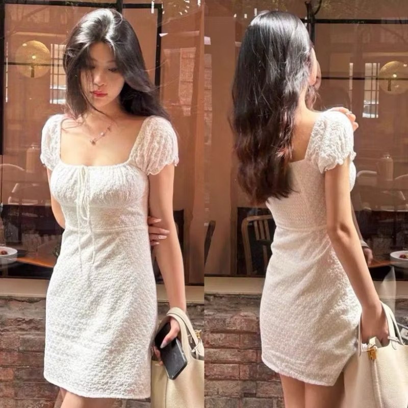 white mini dress coquette embroidery eyelet soft girl sawako, Fesyen ...