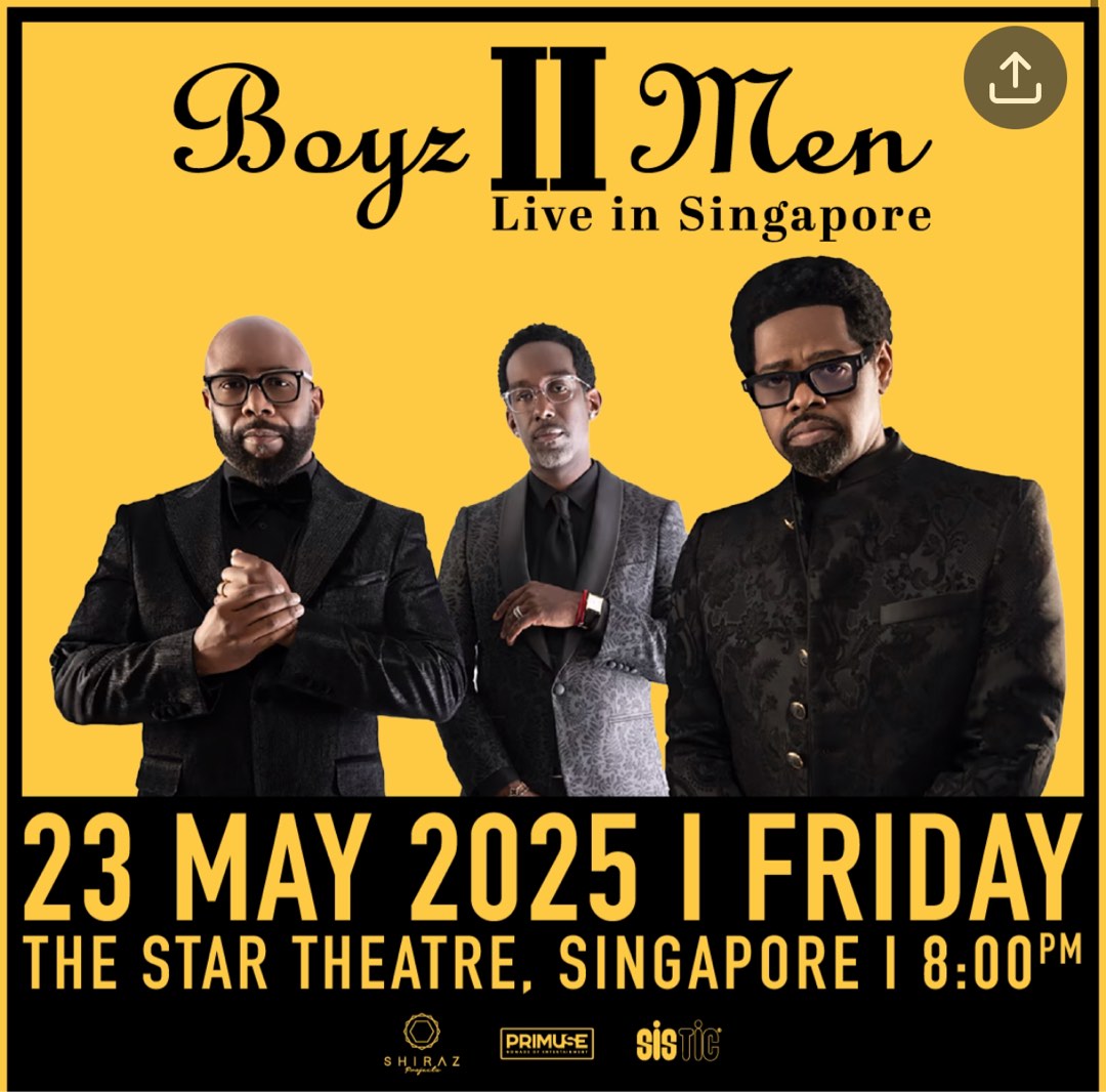 BOYZ II MEN SG 2TIX - DIAMOND SECTION A - ROW AH, Tickets & Vouchers ...