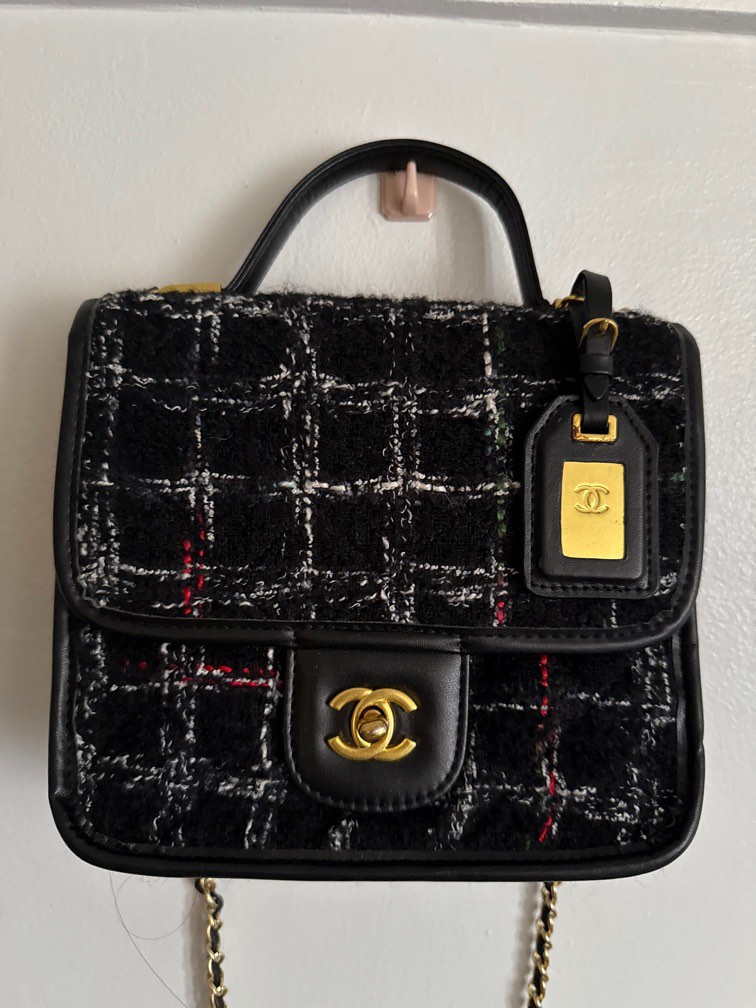 Chanel tweed school memory bag, Luxury, Bags & Wallets on Carousell