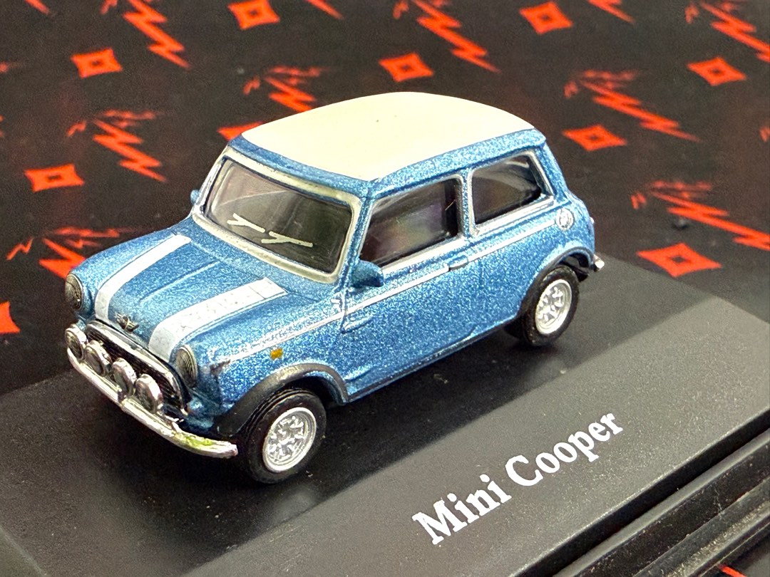 Diecast Mini Cooper blue smaller than hot wheels with display case ...