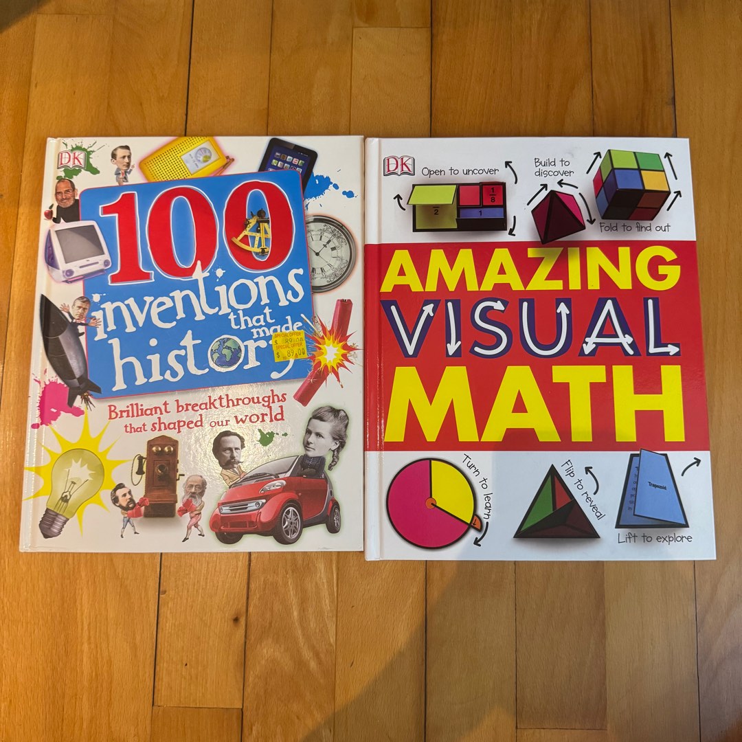 DK 100 inventions that made history + amazing visual math, 興趣及遊戲, 書本 & 文具, 兒童書籍 - Carousell