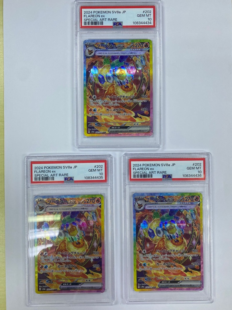 (SEQ) Flareon ex #202 PSA 10 x3 Set – SAR – SV8a Terastal Festival (Sequential Slabs), Hobbies ...