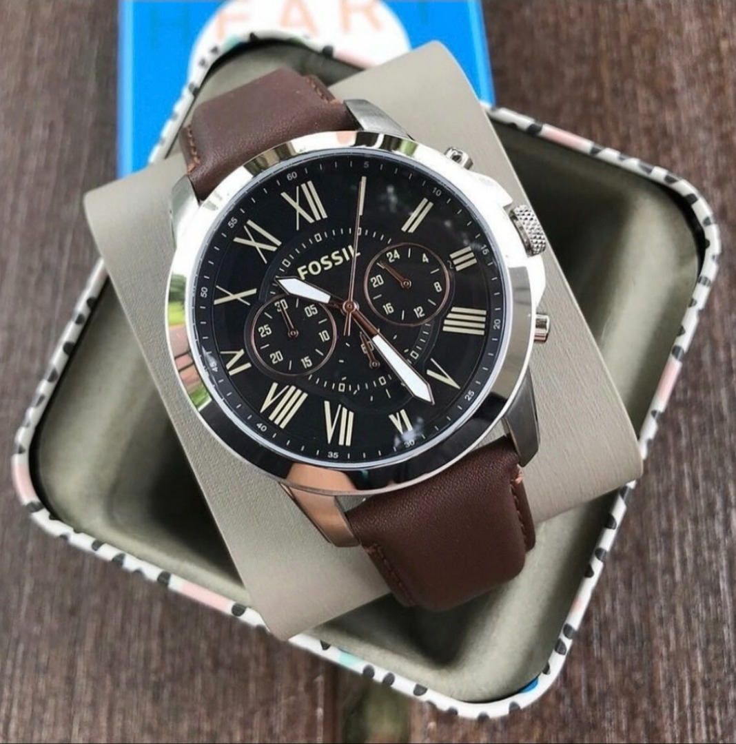 Fossil FS4813 Grant Chronograph Watch with Black Dial Silver Stainless ...