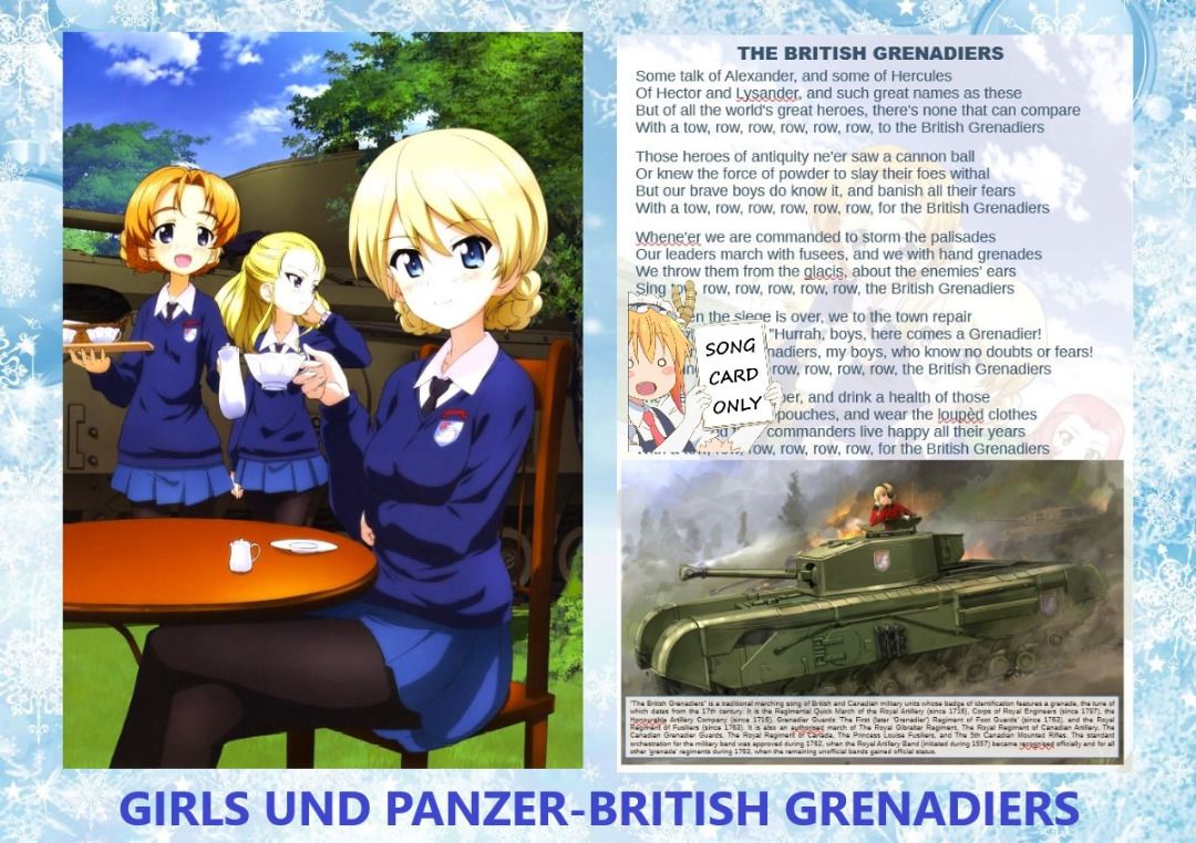 Girls Und Panzer OST The British Grenadiers Anime A5 Song Card, Hobbies ...
