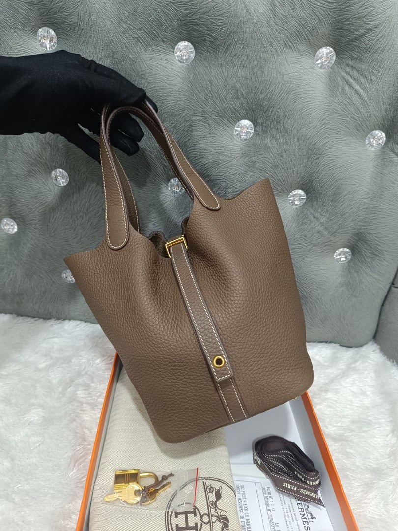 Hermes Picotin 18 Etoupe Clemence Ghw #U 2022 || Size 18x14x19cm || Box ...