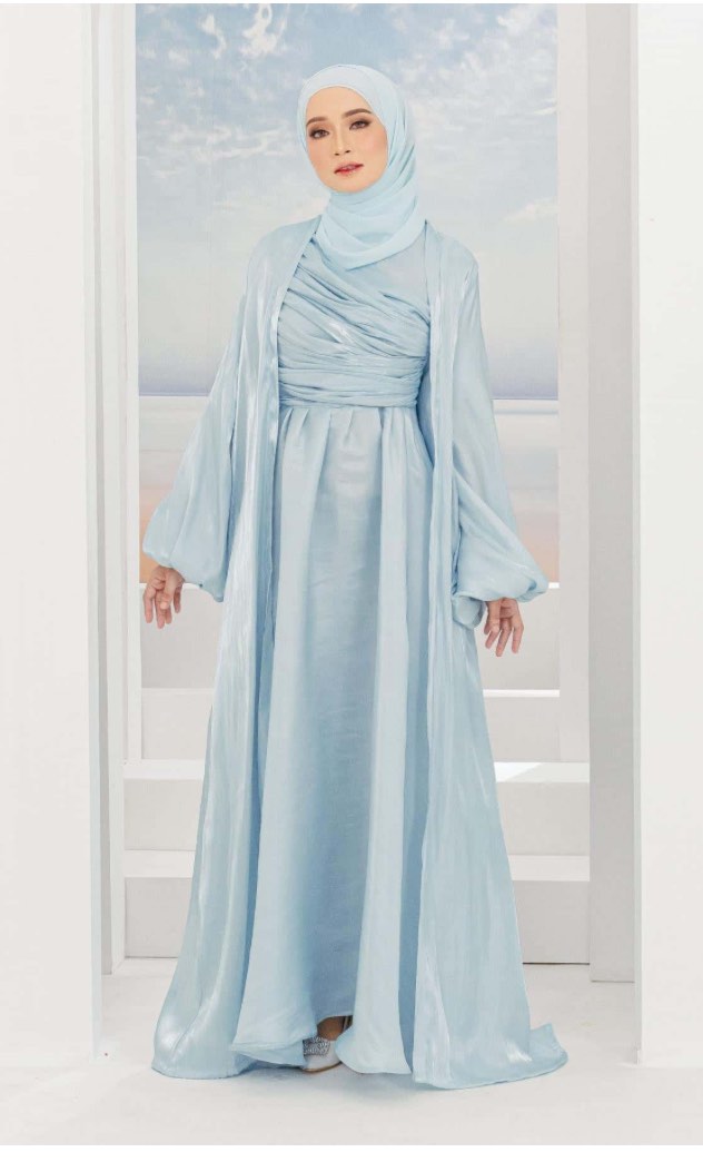 Hijabistahub Atifa Abaya baby blue, Women's Fashion, Dresses & Sets ...