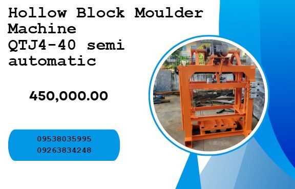 Hollow Block Moulder Machine QTJ4-40 semi automatic, Commercial & Industrial, Construction Tools ...