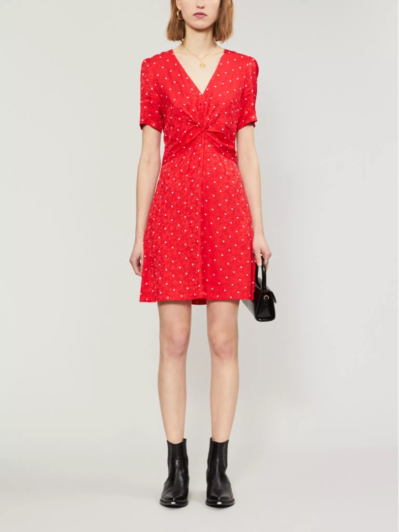 Maje Ripia Polka Dot Jacquard Mini Dress in Red (M, Worth Php10,000 ...