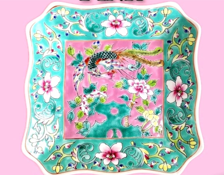 Peranakan Square Plates (Large), Furniture & Home Living, Kitchenware ...