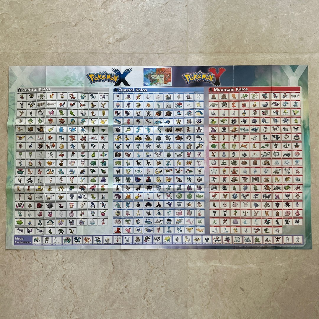 Pokemon X & Y Kalos Pokedex Poster, Hobbies & Toys, Memorabilia ...