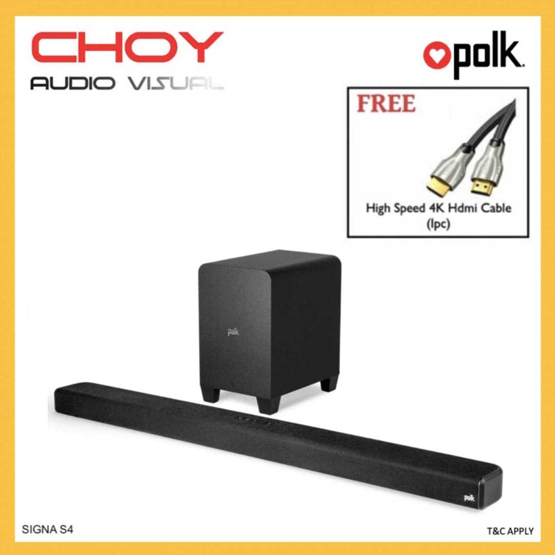 Polk Audio Signa S4 Ultra-Slim TV Sound Bar with Dolby Atmos & Wireless ...