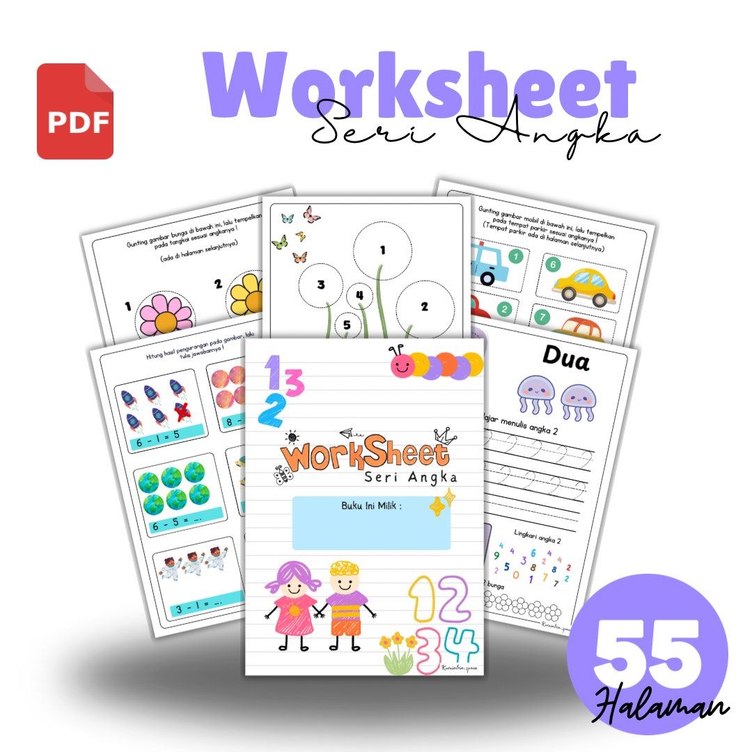 Printable Worksheet Anak Seri Angka, Desain & Kerajinan Tangan, Lainnya ...