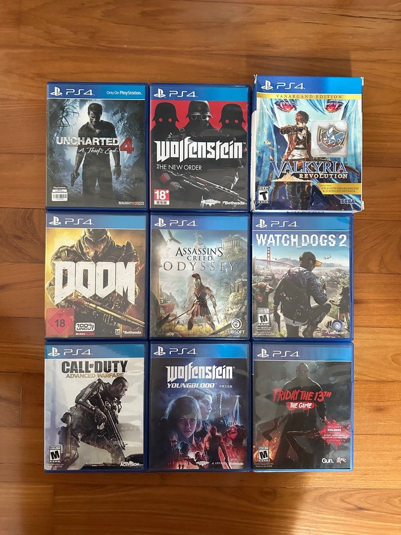 PS4 game Uncharted 4 / Wolfenstein / Valkyria revolution / Doom ...