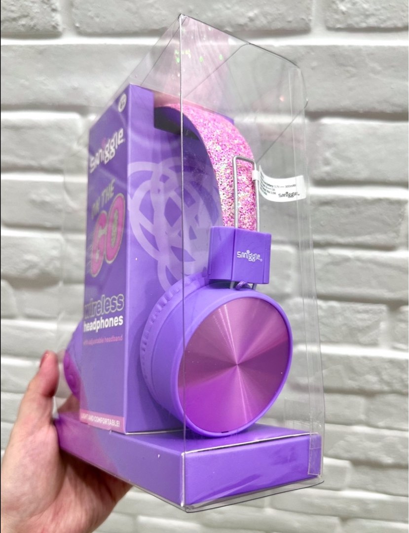 Smiggle pink glitter wireless headphones, Babies & Kids, Babies & Kids ...