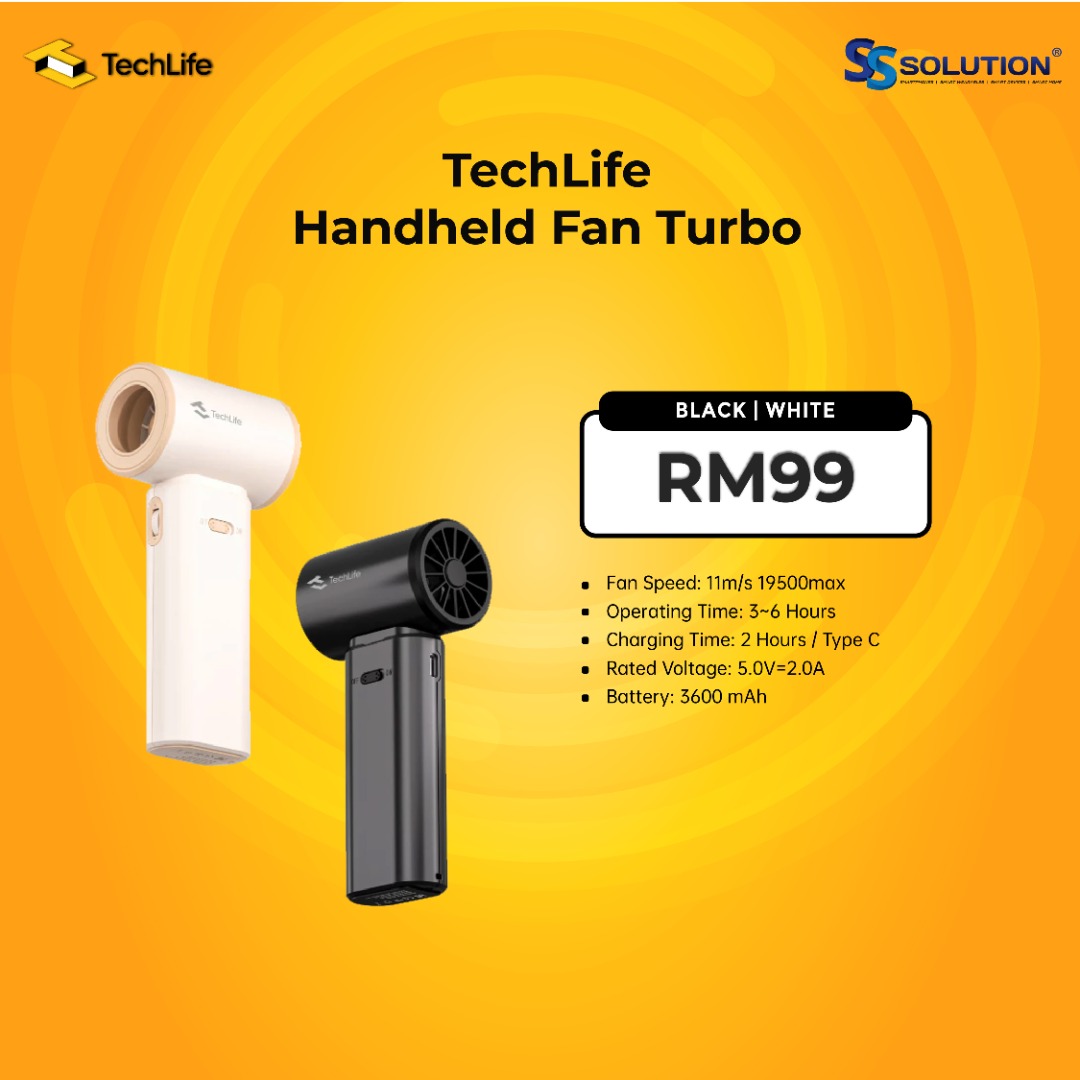 TechLife Handheld Fan Turbo, Furniture & Home Living, Lighting & Fans ...