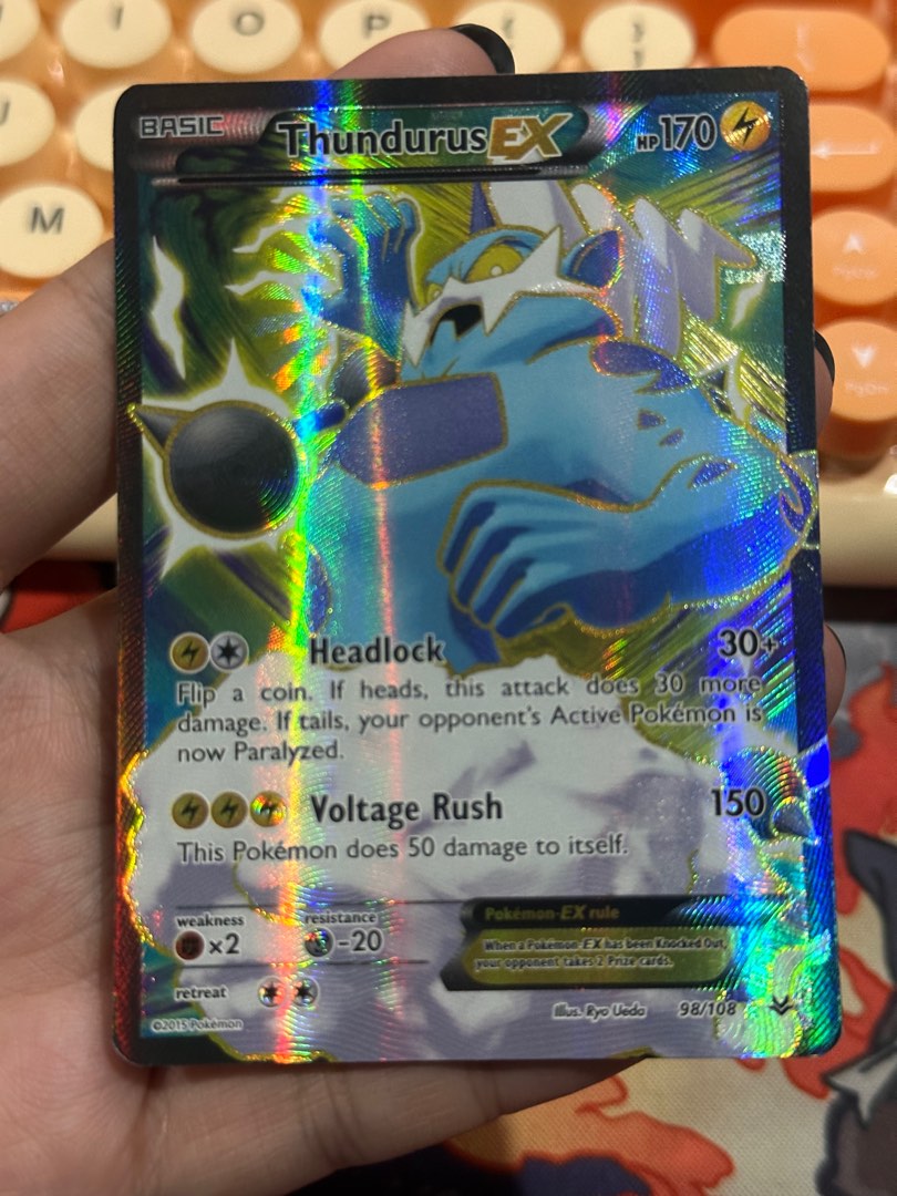Thundurus EX #98 Pokemon Roaring Skies, Hobbies & Toys, Toys & Games on ...