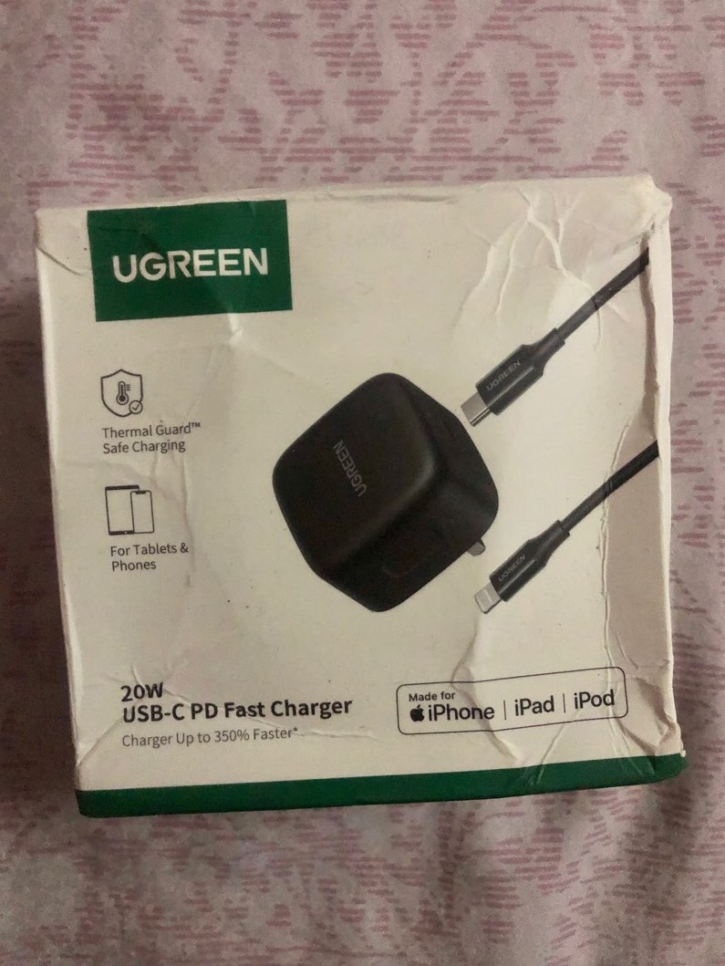 Ugreen Black PD 20W USB C Adapter Fast Charger for Iphone Ipad Ipod ...