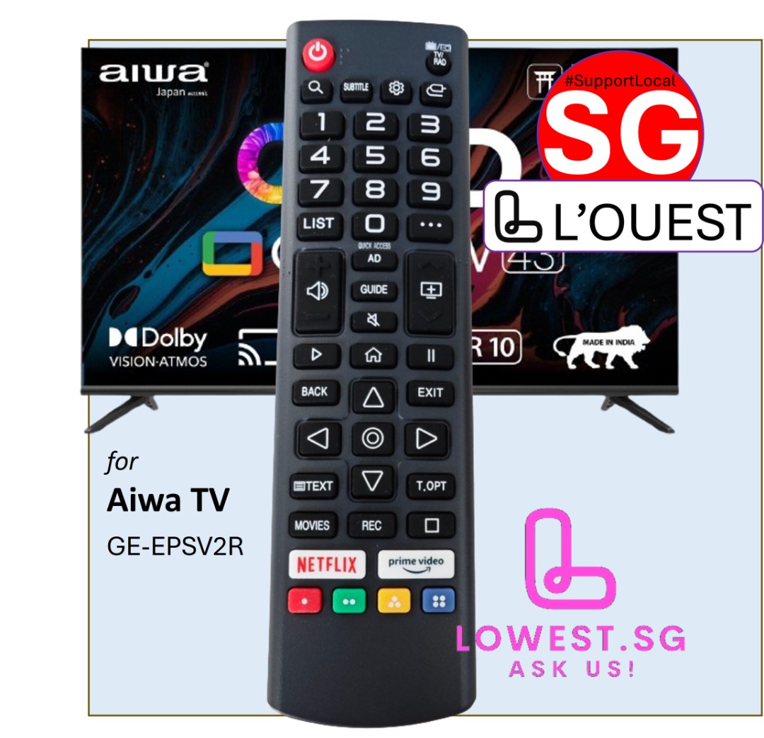 Aiwa TV Remote Control GE-EPSV2R (new), TV & Home Appliances, TV ...