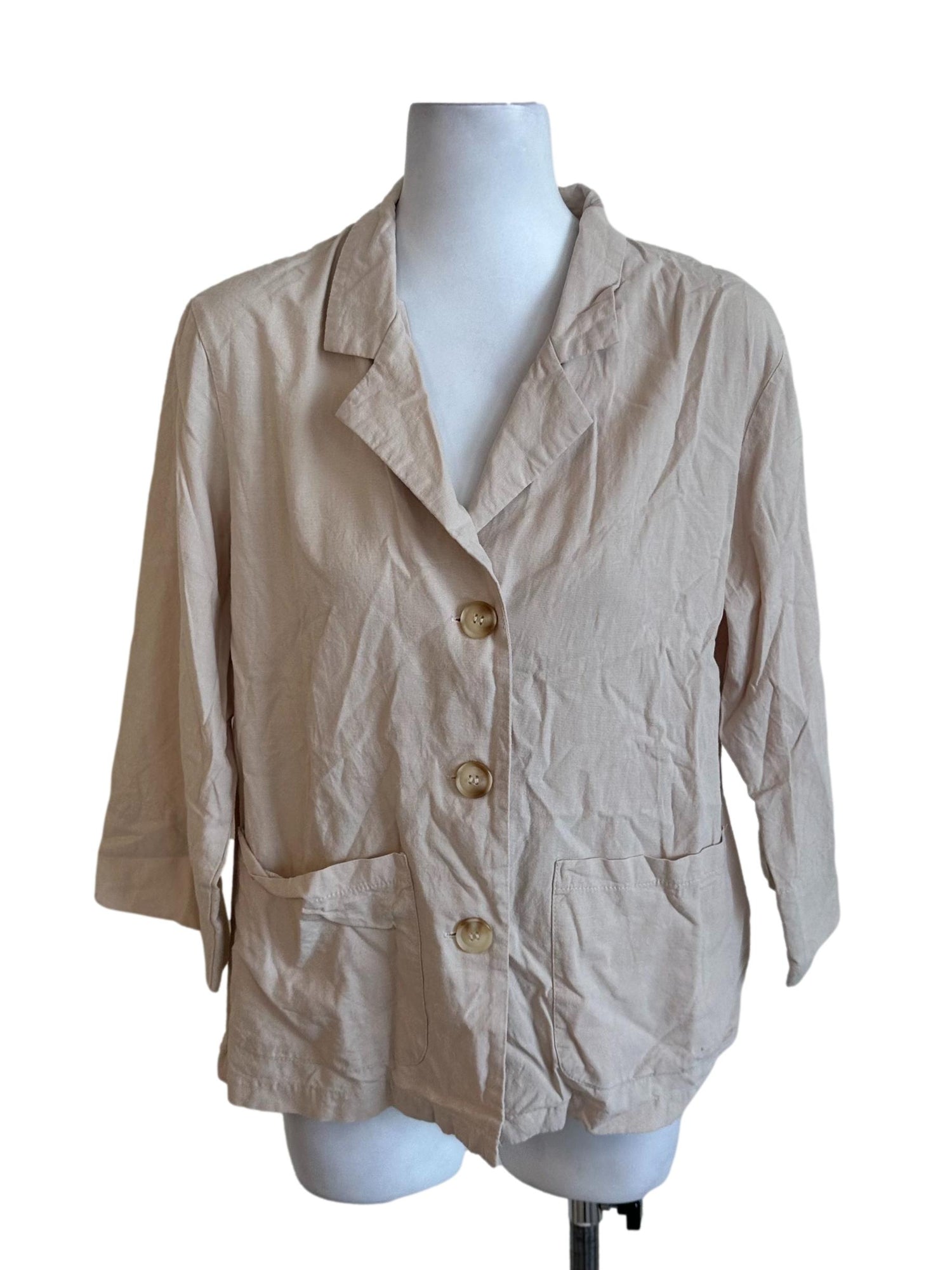 Anticlockwise Sand Beige Plain Blazer, Women's Fashion, Coats, Jackets ...