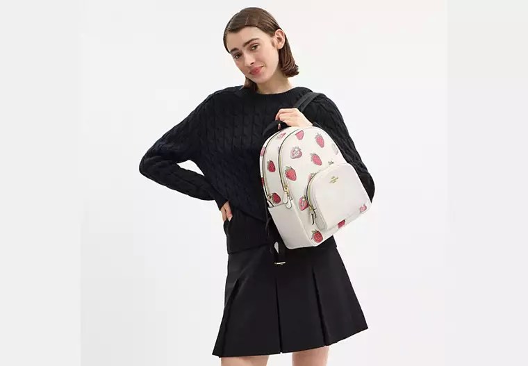Coach Court Backpack with Strawberry Print, Women's Fashion, Bags ...