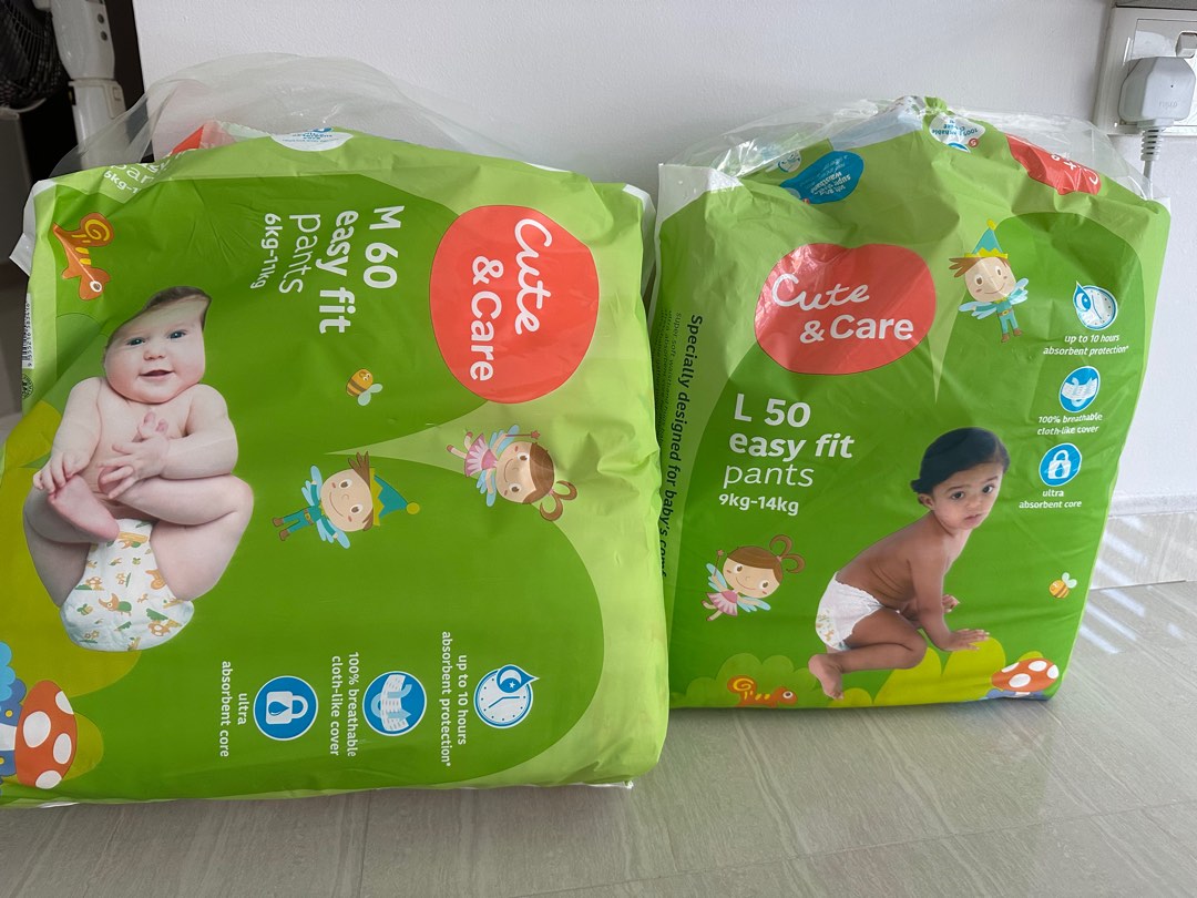Cute and care diapers Size M and L, Babies & Kids, Bathing & Changing ...