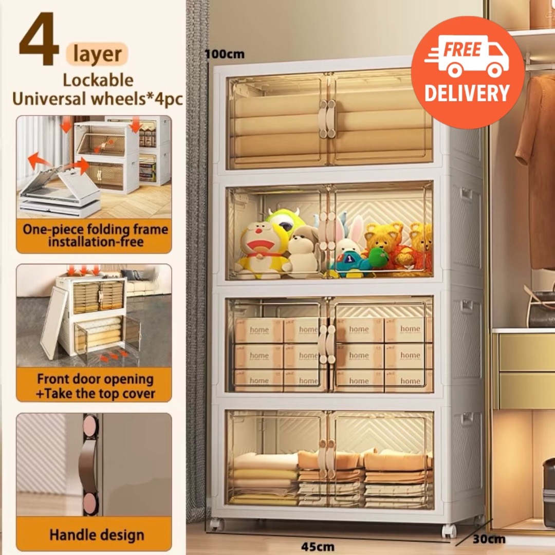 [FREE DELIVERY] Foldable Cabinet Storage Drawer | Transparent Rolling ...