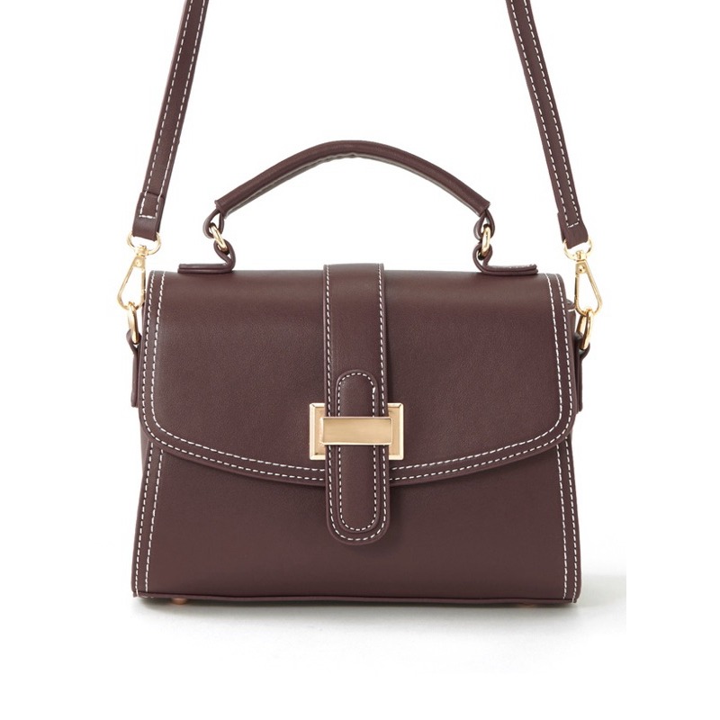 【GRL/二手】2Way 輕量掀蓋方形包(咖), 她的時尚, 包包、錢包, 肩背、側背包在旋轉拍賣