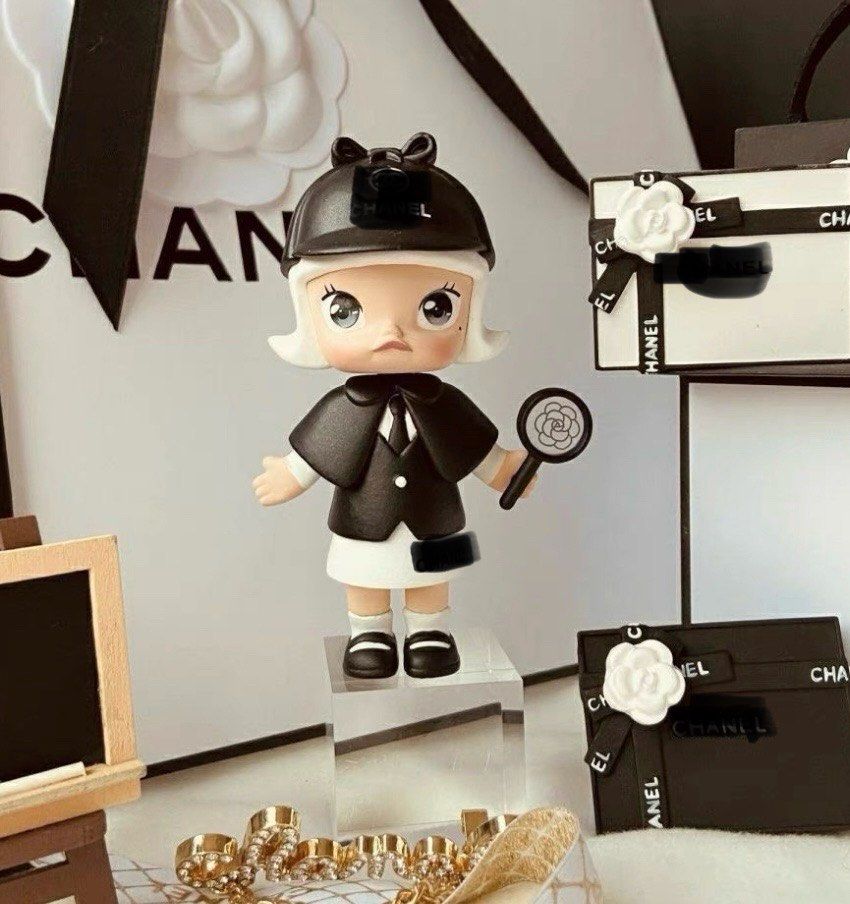 Handcrafted Popmart characters Molly Labubu Dimoo in branded CD Chaxnel ...