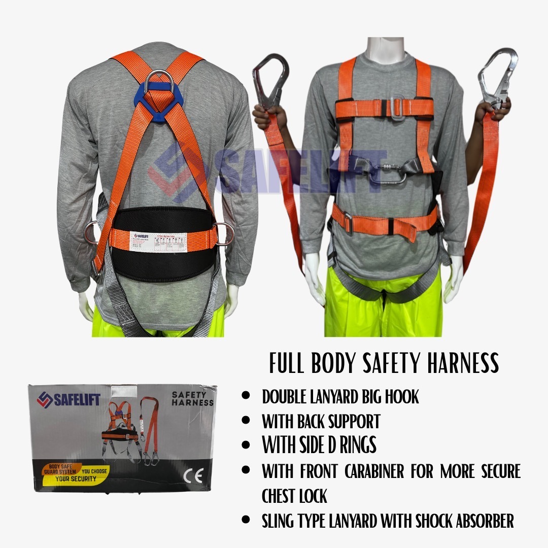 heavy duty full body harness double lanyard big hook and shock absorber ...