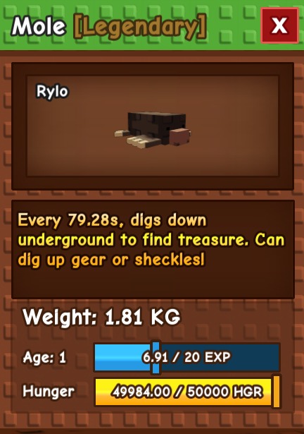 LEGENDARY MOLE GROW A GARDEN PET, Video Gaming, Video Games, Others on ...