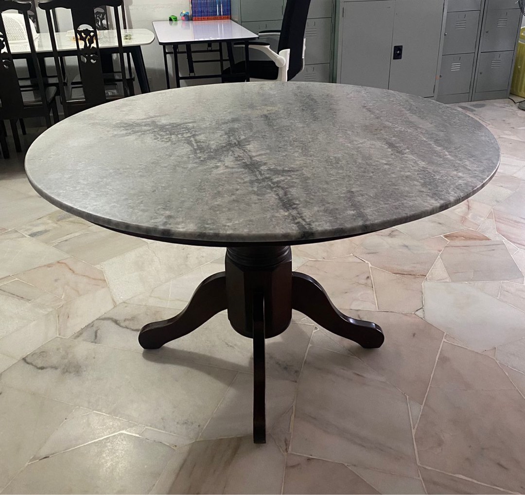 Meja Marble 6 seater, Furniture & Home Living, Furniture, Tables & Sets ...