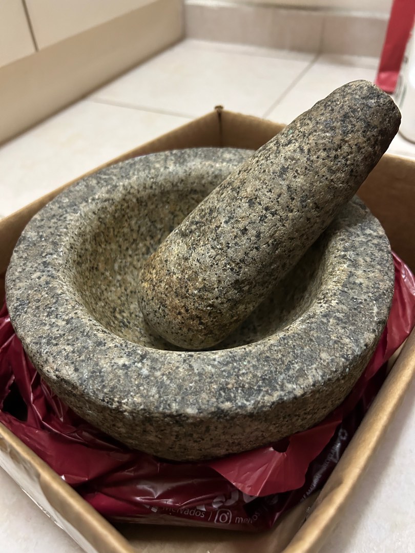 Mortar and pestle stone hand pounder, Furniture & Home Living ...