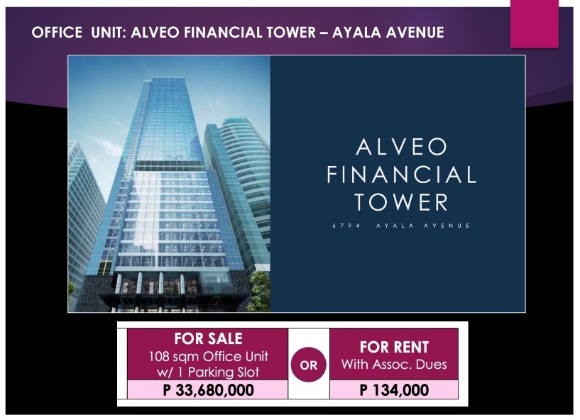 New Office Space Corner Unit for Sale in Alveo Financial Tower, Ayala ...