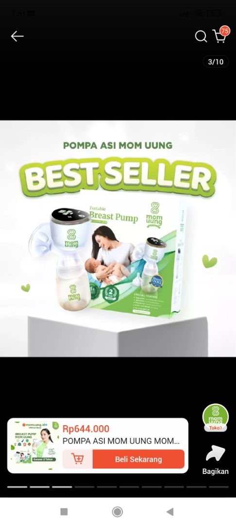 Pompa asi merk mom Uung portable breast pump, Bayi & Anak, Lainnya di ...