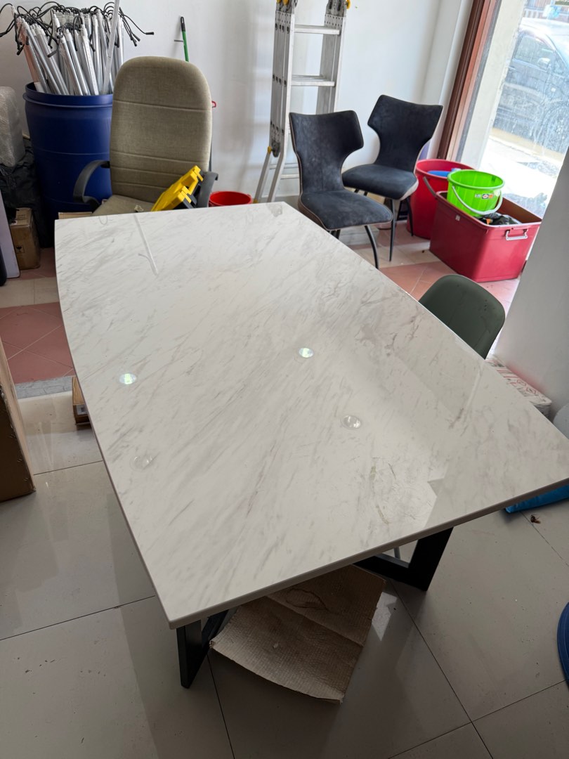Porcelain top dining table, comes with 6 chairs, Furniture & Home ...