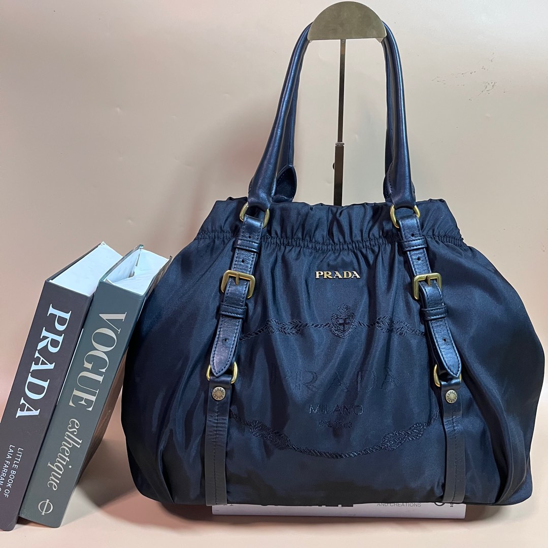 Prada Nylon Leather Jacquard Logo, Luxury, Bags & Wallets on Carousell