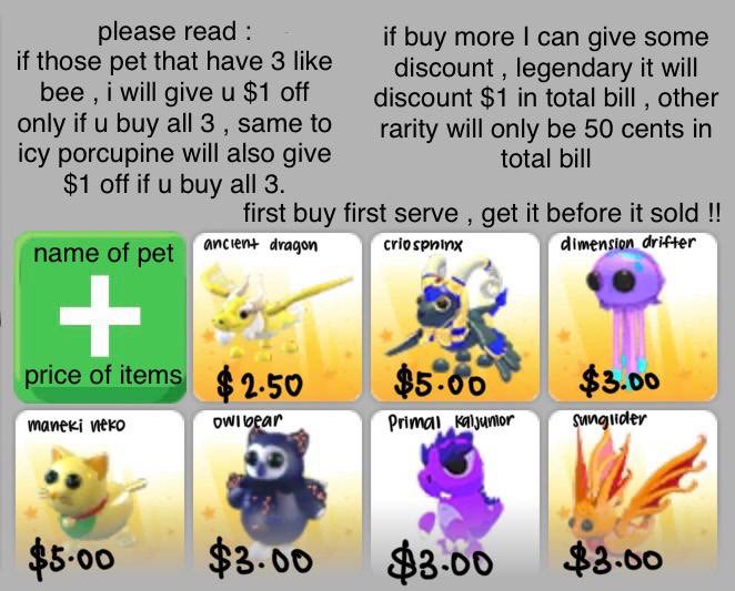 Roblox adopt me pets for cheapest price read description , Video Gaming ...