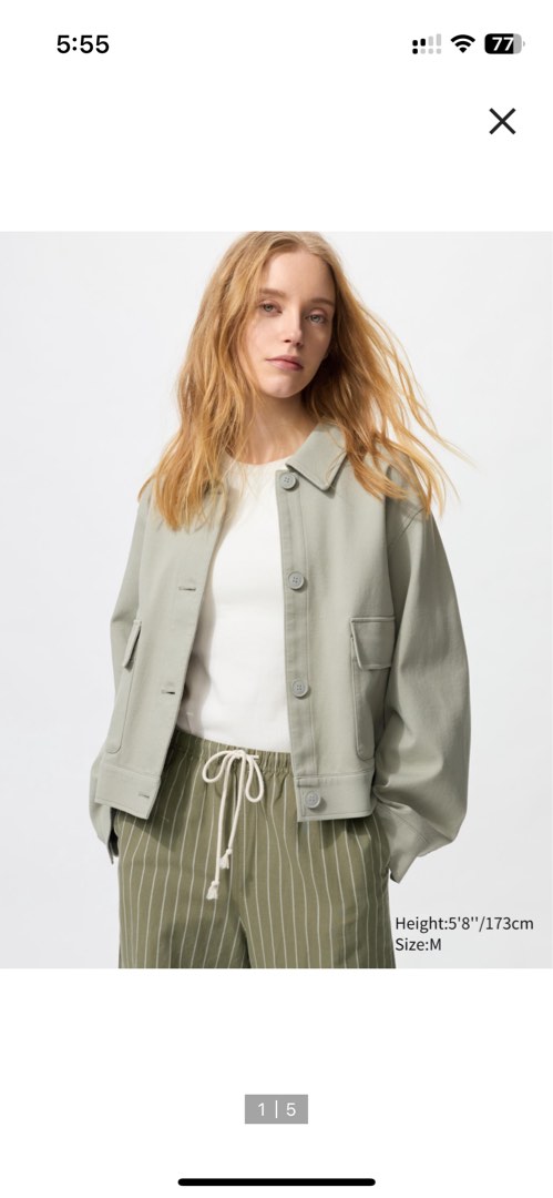 Uniqlo Jersey Relaxed Jacket (Green), Women's Fashion, Coats, Jackets and Outerwear on Carousell