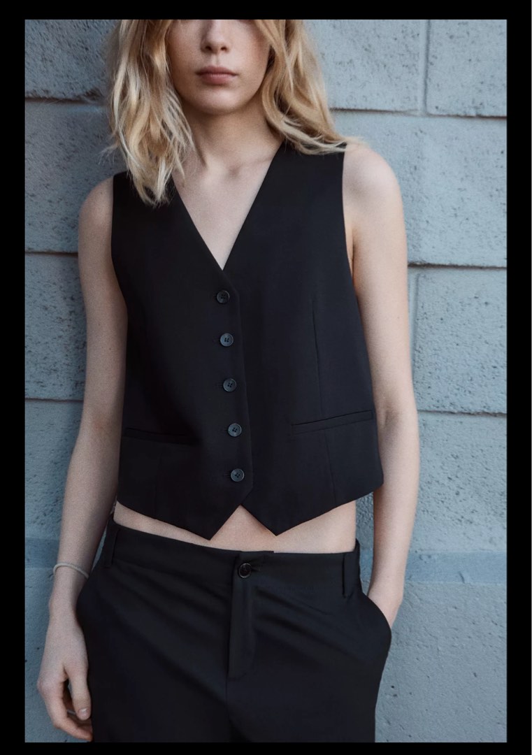 Zara Black Vest, Women's Fashion, Coats, Jackets and Outerwear on Carousell
